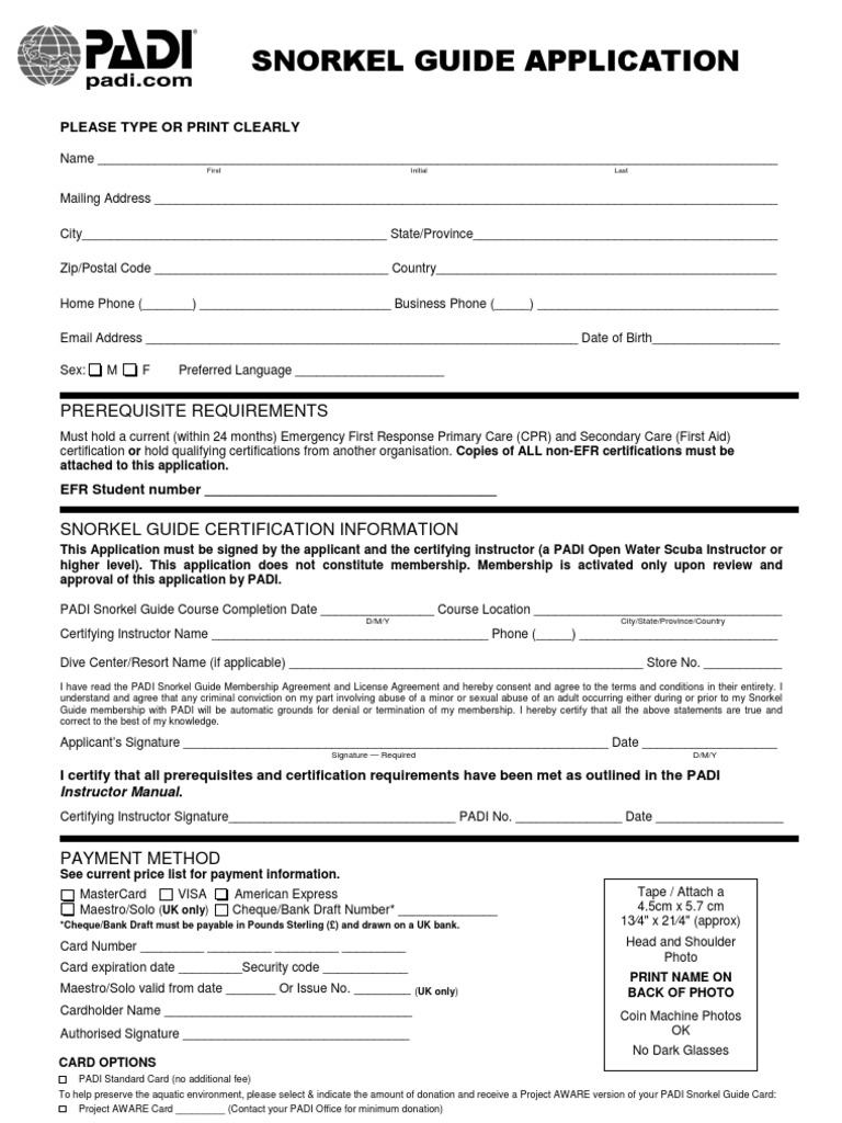 PADISnorkel Guide Application | PDF | Snorkeling | Cheque
