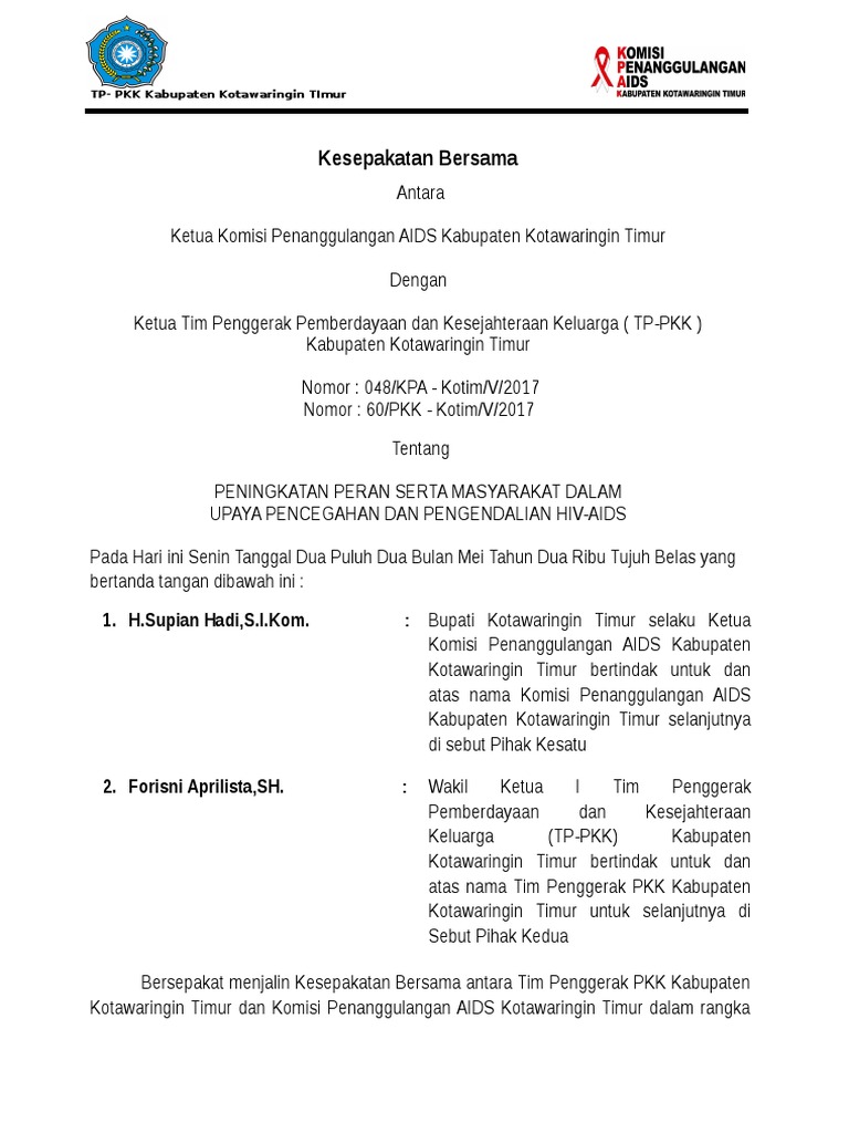 Nota Kesepahaman PKK | PDF | Ilmu Sosial