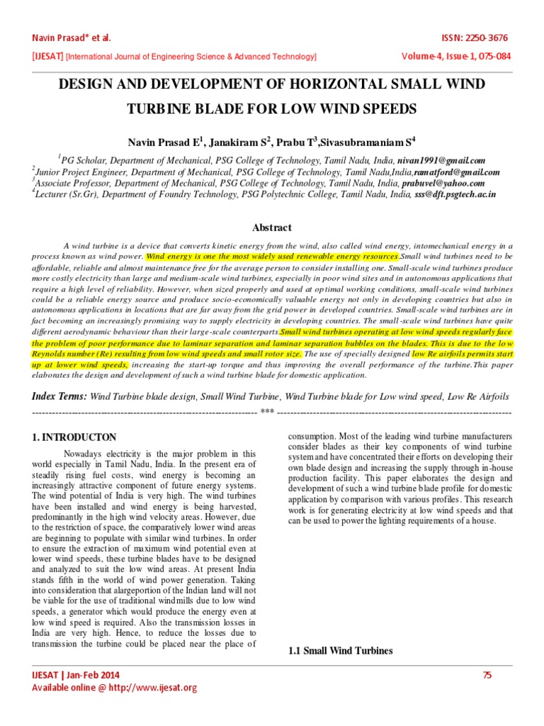 Design and Development of Horizontal Small Wind | PDF | Airfoil | Wind ...