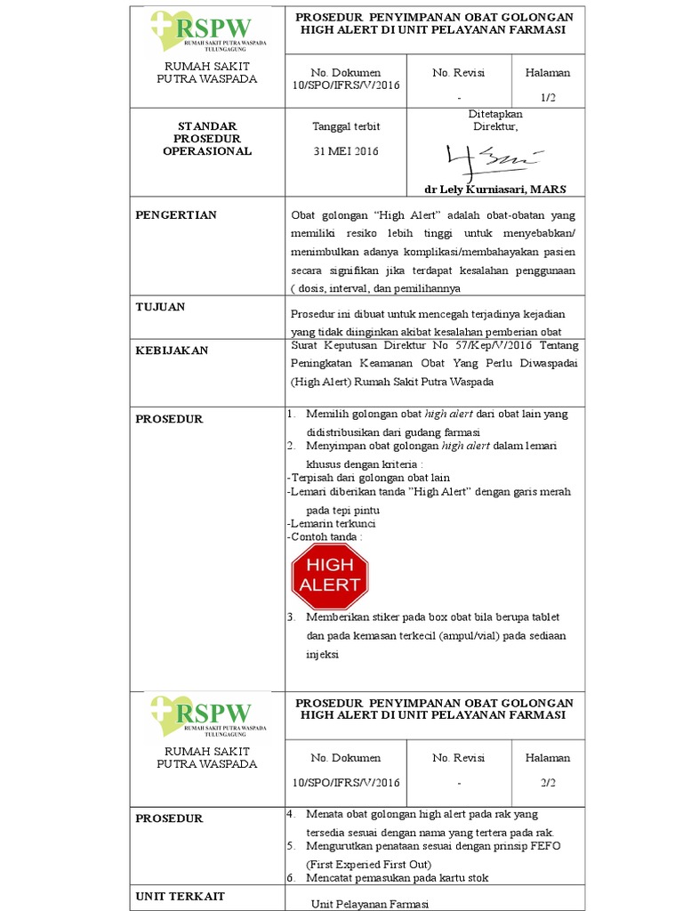 Sop High Alert | PDF
