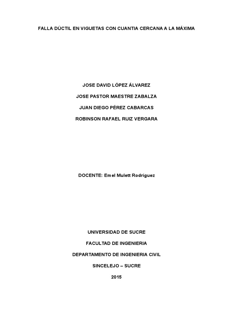 Falla Ductil en Viguetas Con Cuantia Cercana A La Maxima | PDF | Doblar ...
