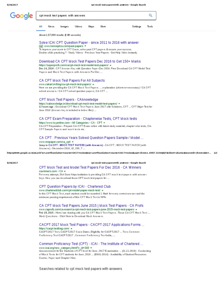 CPT Mock Test Papers With Answers - Google Search | Download Free PDF ...