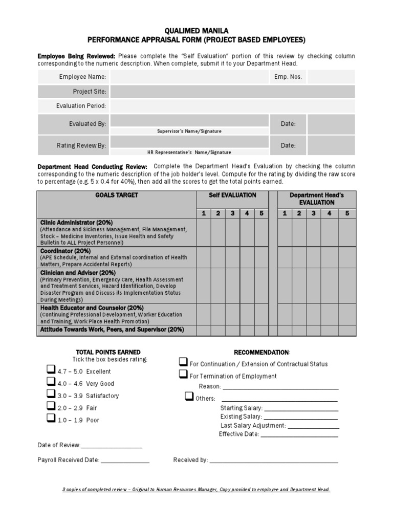 Performance Appraisal Form | PDF | Performance Appraisal | Employment