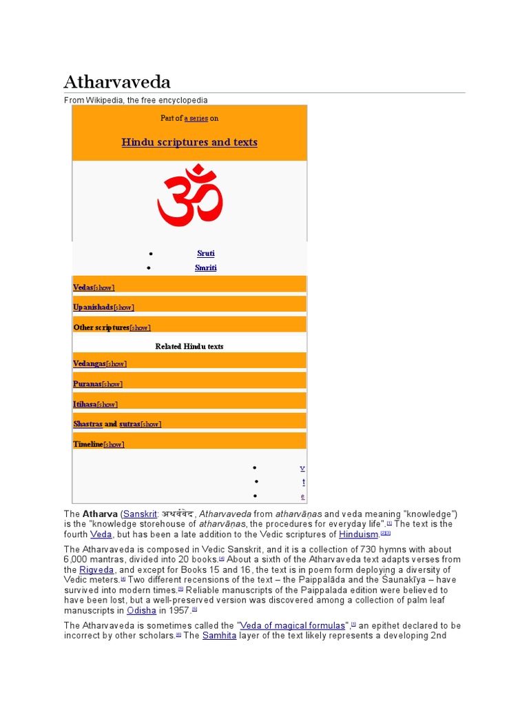 Atharvaveda: Hindu Scriptures and Texts | PDF | Vedas | Indian Poetics