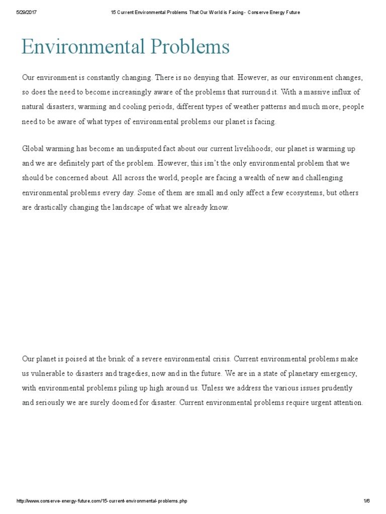 15 Current Environmental Problems That Our World Is Facing - Conserve ...