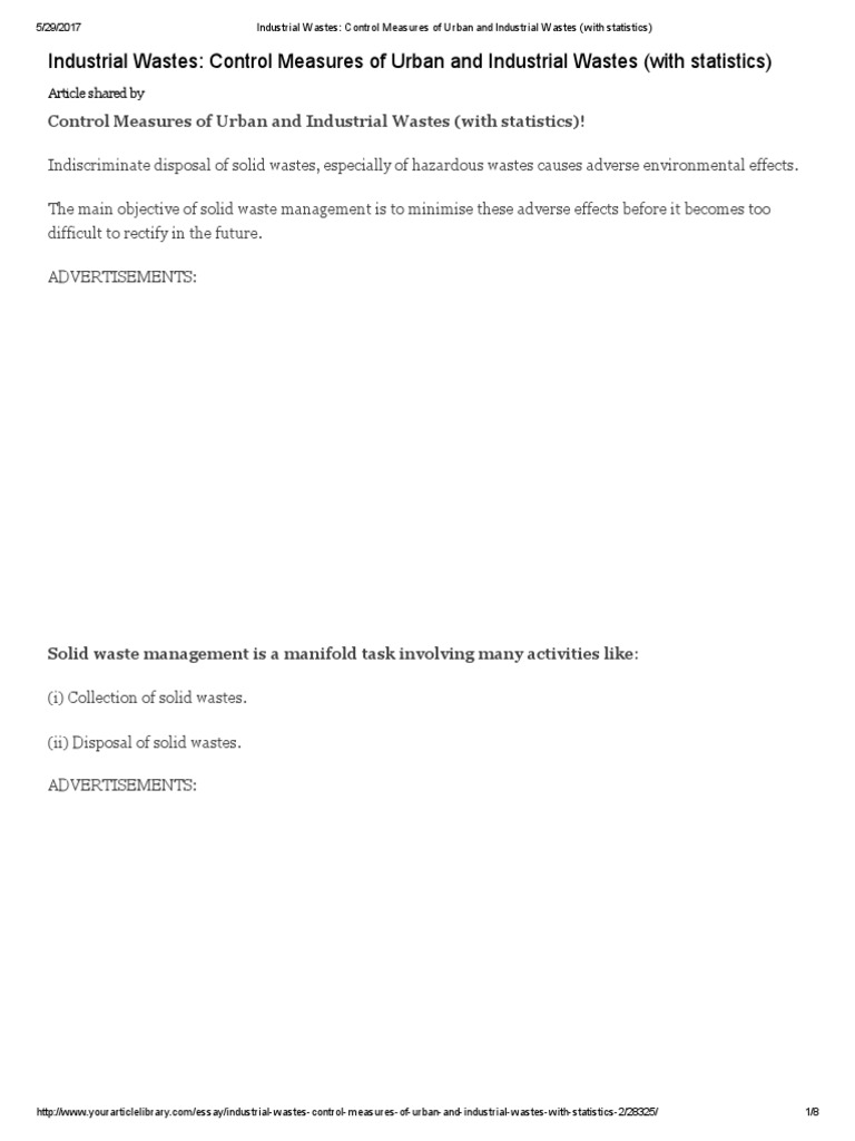 Industrial Wastes - Control Measures of Urban and Industrial Wastes ...