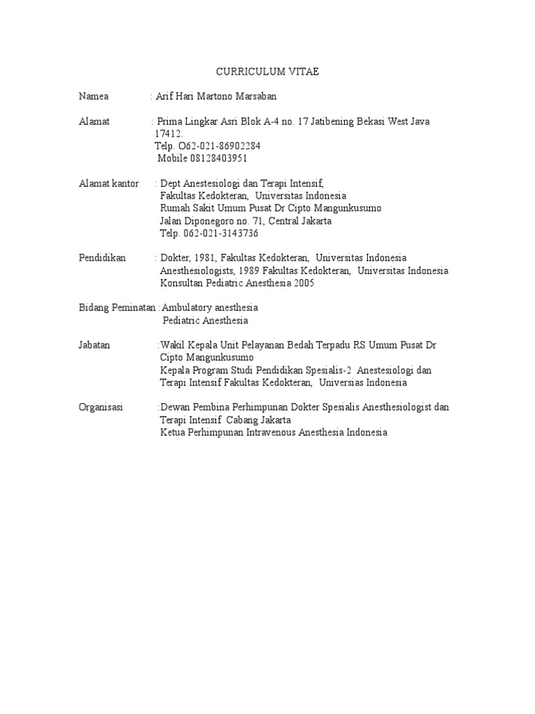 Curriculum Vitae Indonesia | PDF