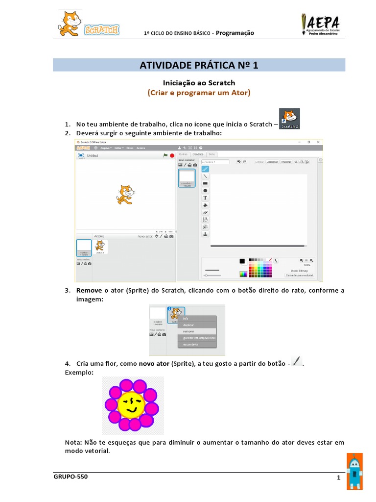 Introdução à programação com Scratch: Criando e programando um ator | PDF