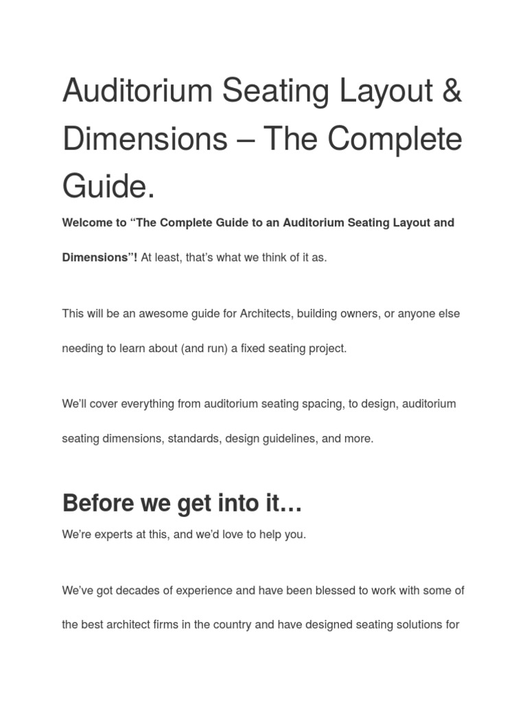 Auditorium Seating Layout | PDF