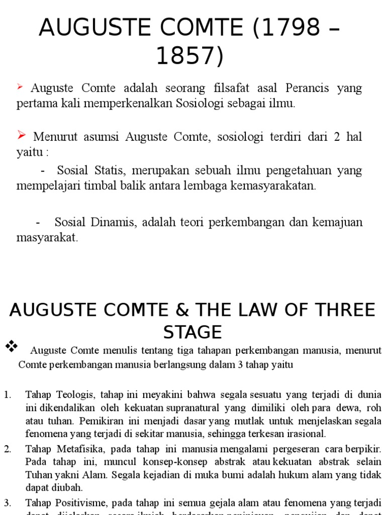 Auguste Comte (1798 - 1857) | PDF | Ilmu Sosial | Filsafat