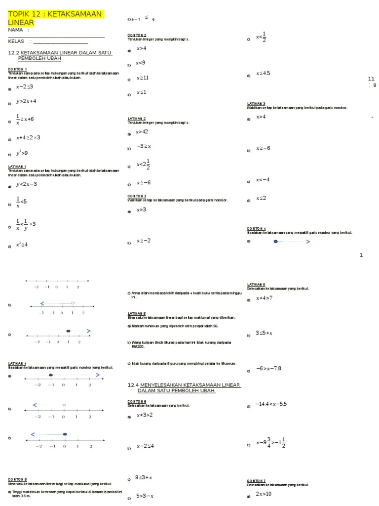 Ketaksamaan Linear | PDF