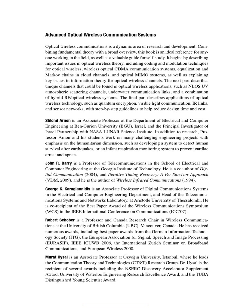 Advanced Optical Wireless Communication Systems PDF | PDF | Low Density Parity Check Code ...