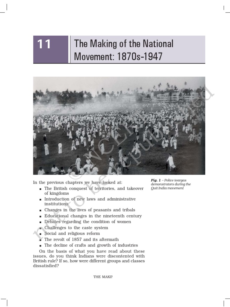 © Ncert Not To Be Republished: The Making of The National Movement ...