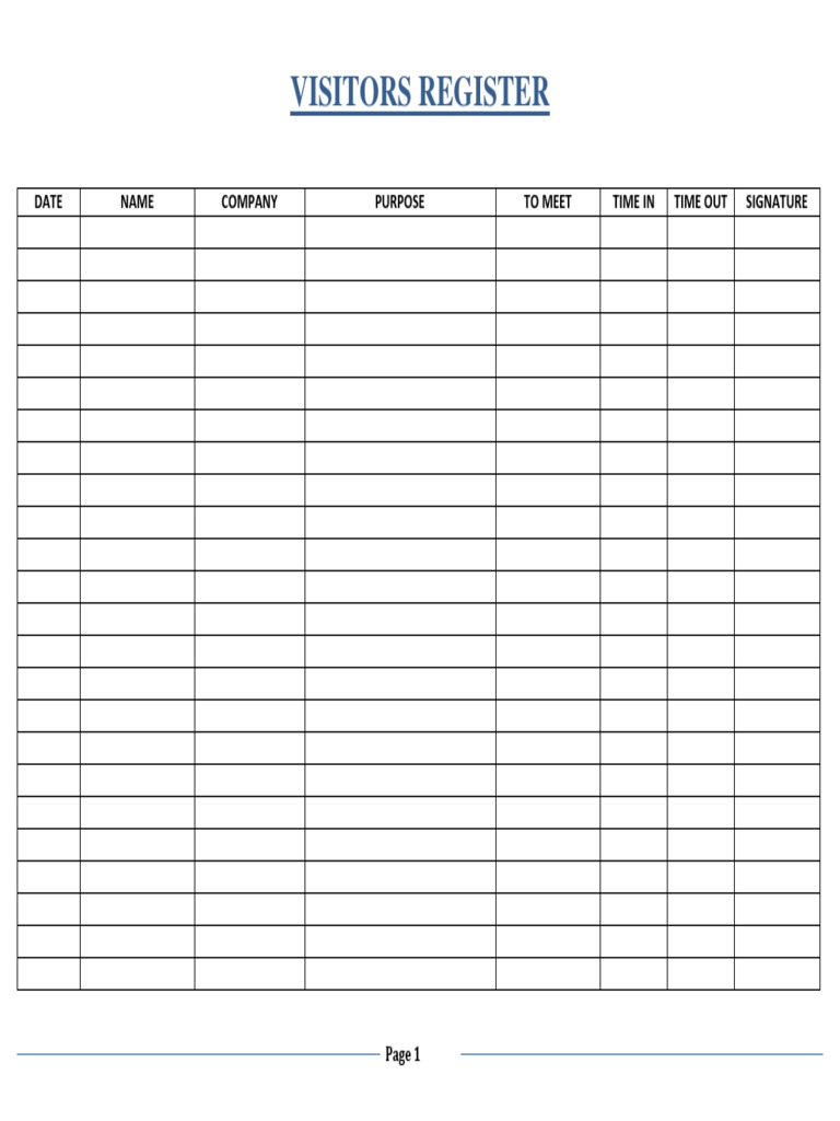Visitors Register | PDF