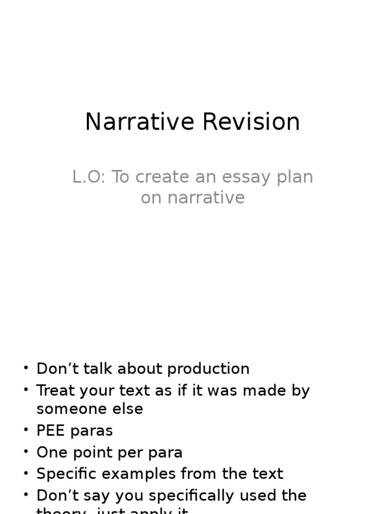 Narrative Revision: L.O: To Create An Essay Plan On Narrative | PDF