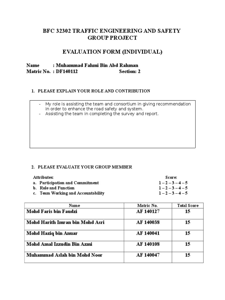 Traffic Engineering Group Project Evaluation | PDF | Transport | Business