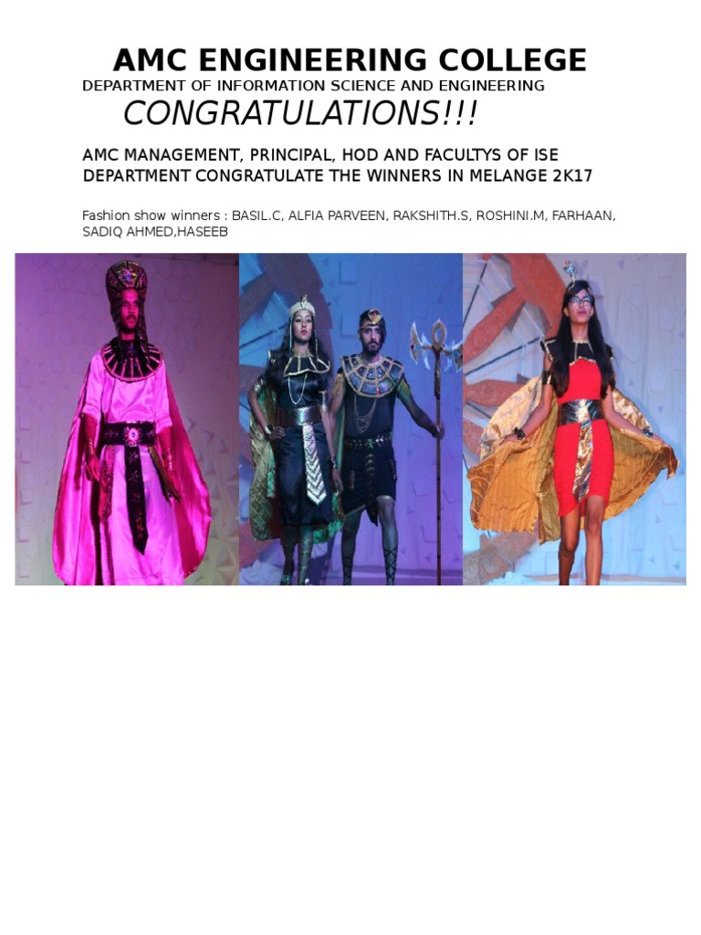 Fashion Show Winners at Melange 2K17 | PDF | Technology & Engineering