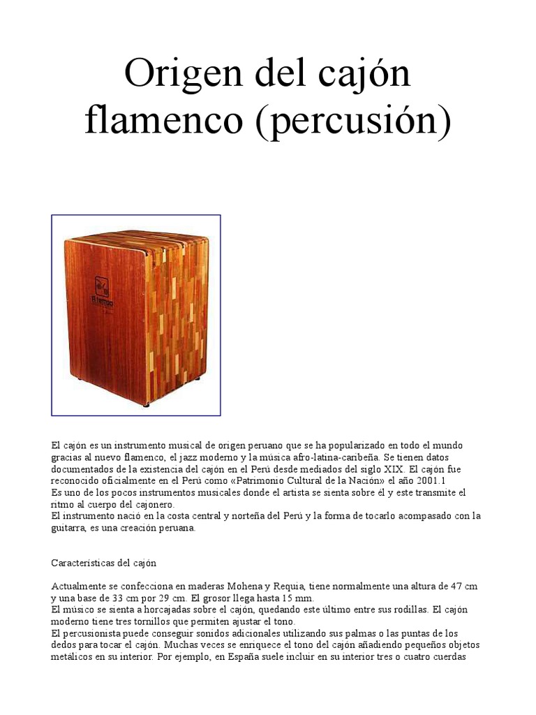 Origen e historia del cajón peruano | PDF | Musica Latinoamericana ...