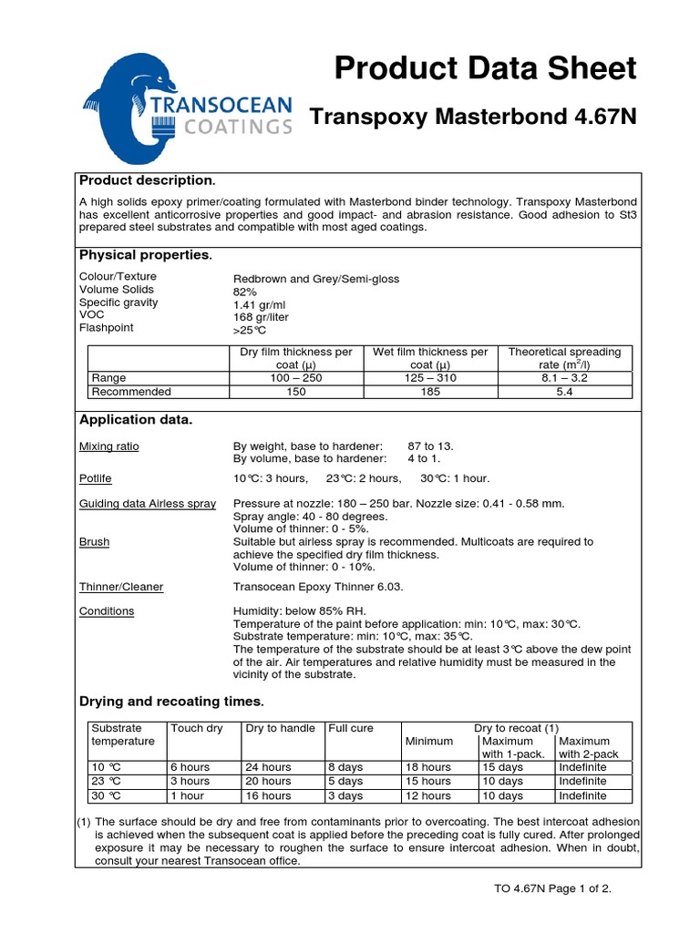 Transpoxy Masterbond 4.67N | PDF | Paint | Industries