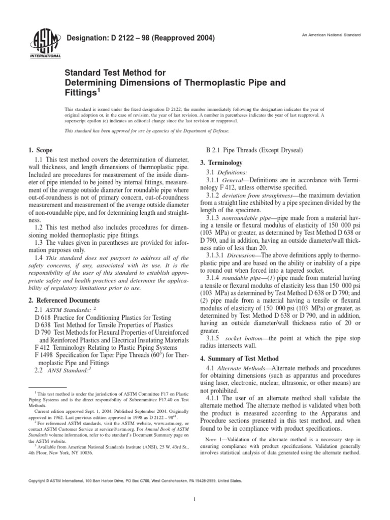Astm D2122-2004 3 | PDF | Engineering Tolerance | Pipe (Fluid Conveyance)