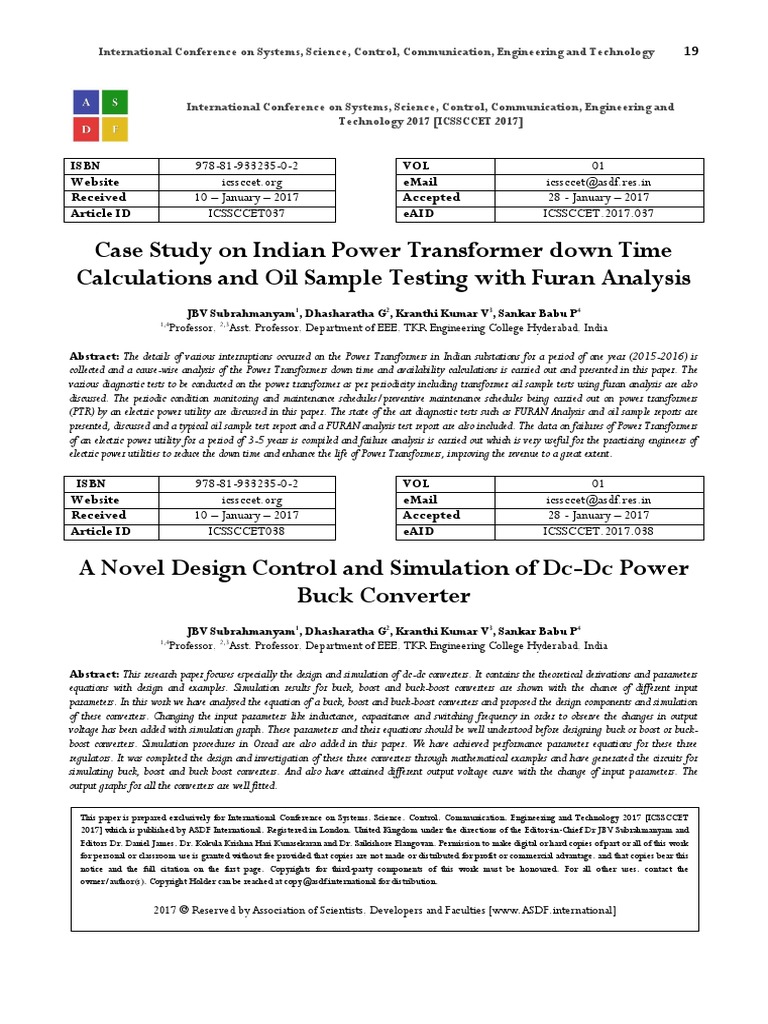 Case Study On Indian Power Transformer Down Time Calculations and Oil ...