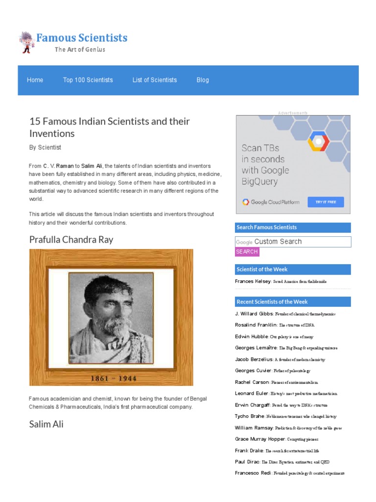 15 Famous Indian Scientists and Their Inventions | PDF | Science | Physics