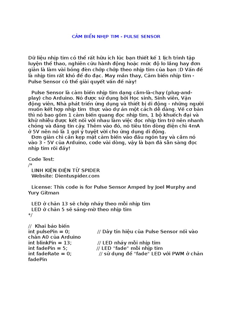 Heart Beat Monitoring Over Internet Using Arduino and ThingSpeak | PDF