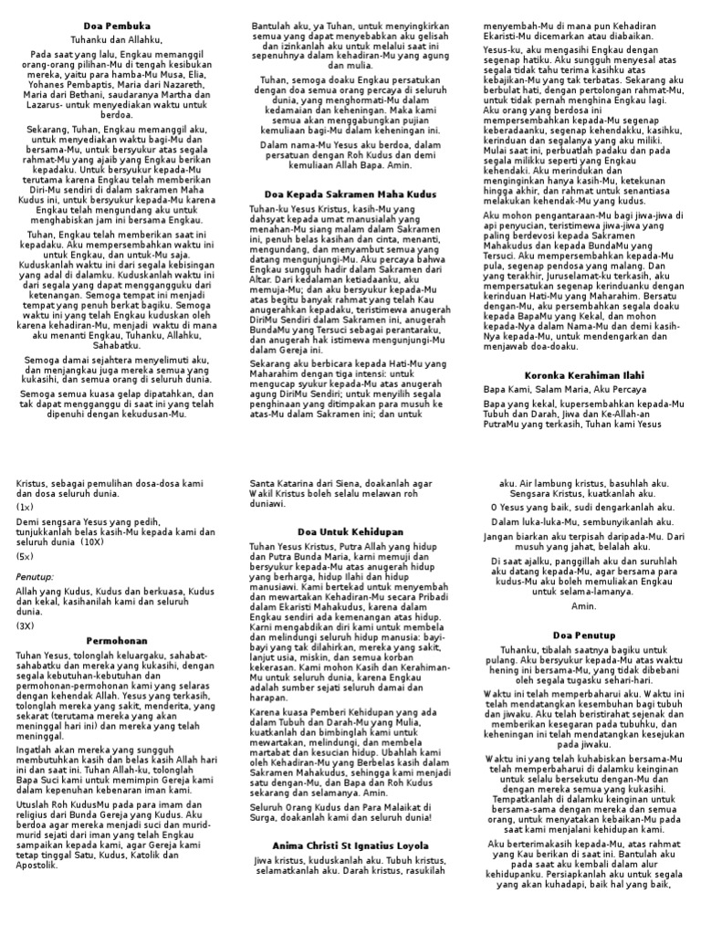 Doa Adorasi Sakramen Mahakudus | PDF