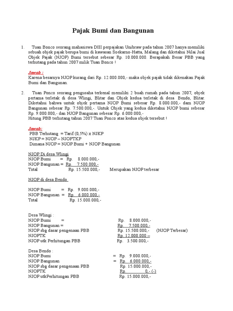 Cara Menghitung PBB Dan Bea Materai | PDF