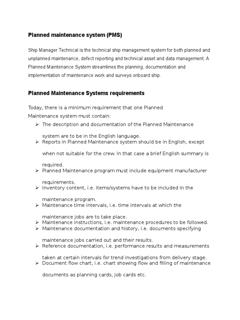 Planned Maintenance System Download Free Pdf Production And