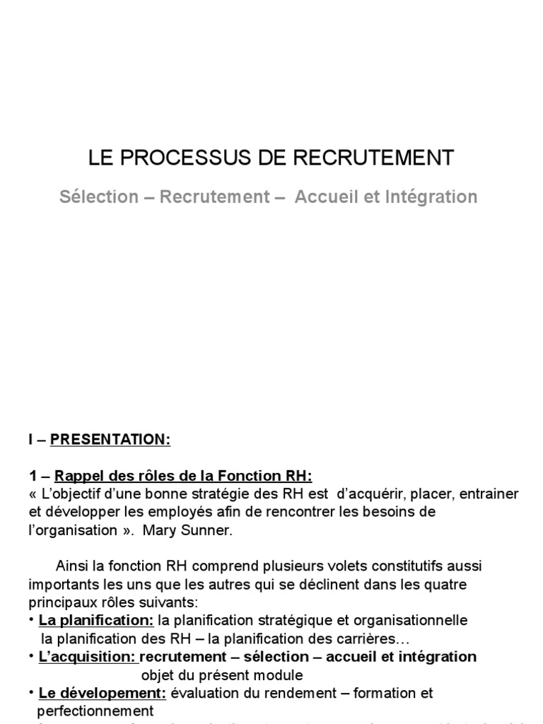 Étapes clés du processus de recrutement | PDF | Recrutement | Recherche ...