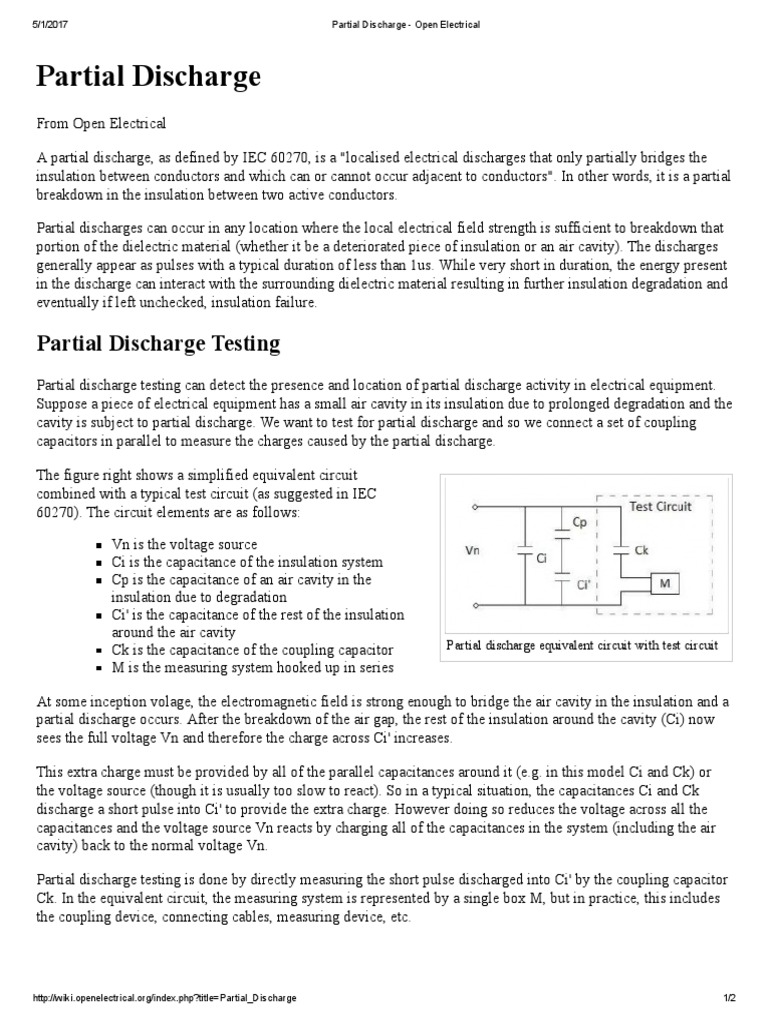 Partial Discharge - Open Electrical | PDF | Electrical Breakdown ...