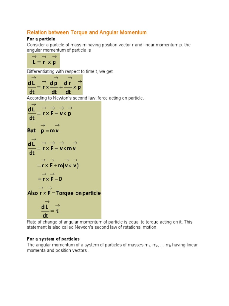 Torque and Angular Momentum | PDF