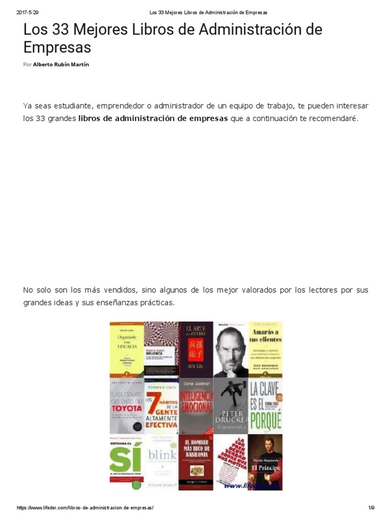 Los 33 Mejores Libros de Administración de Empresas PDF | PDF | Toma de ...