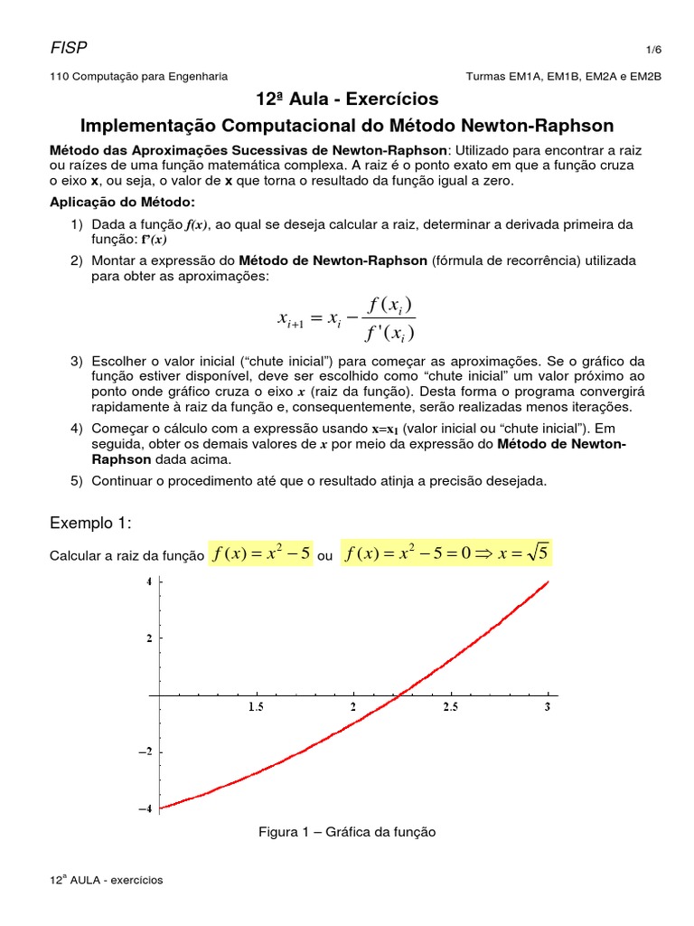 Aula14 Exercícios Do Método de Newton-Raphson | PDF | Objetos ...