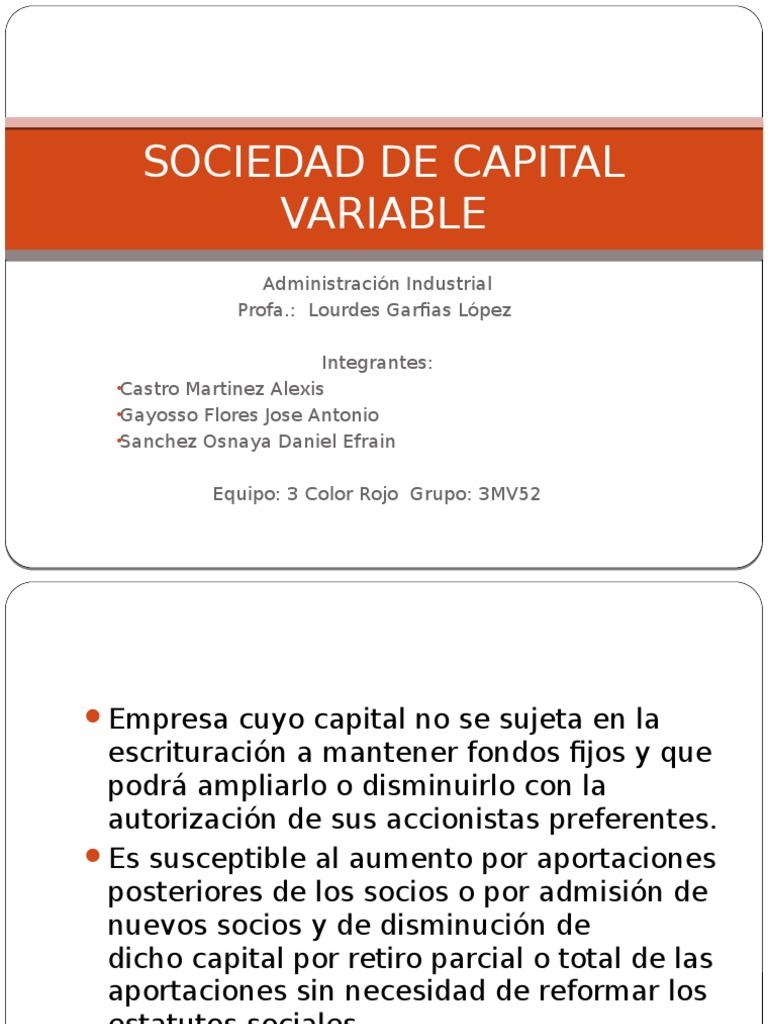 Sociedad de Capital Variable | PDF | Liquidación | Compañía de responsabilidad limitada