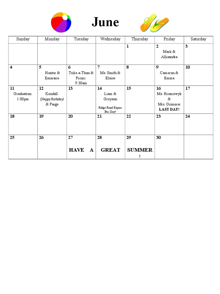June Events and Celebrations Calendar | PDF