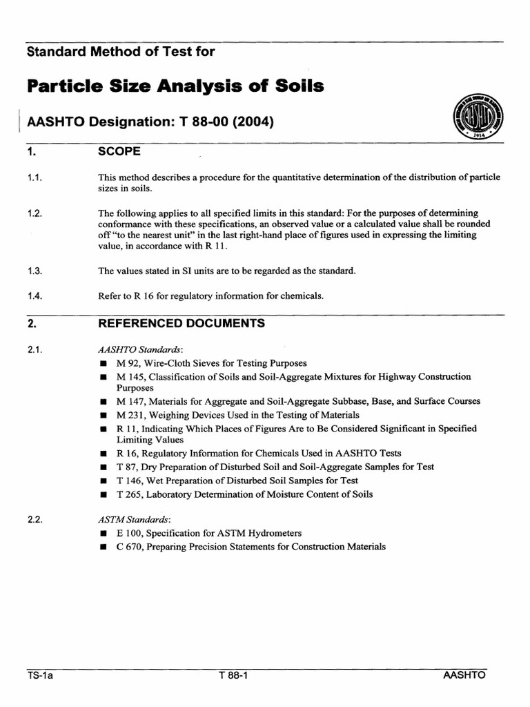 AASHTO T88 (Sieve Test) | PDF
