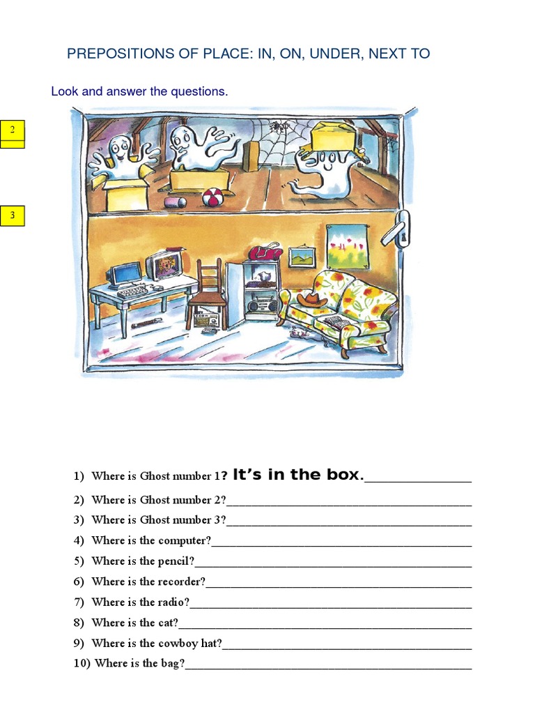 Prepositions of Place: In, On, Under, Next To: Look and Answer The ...
