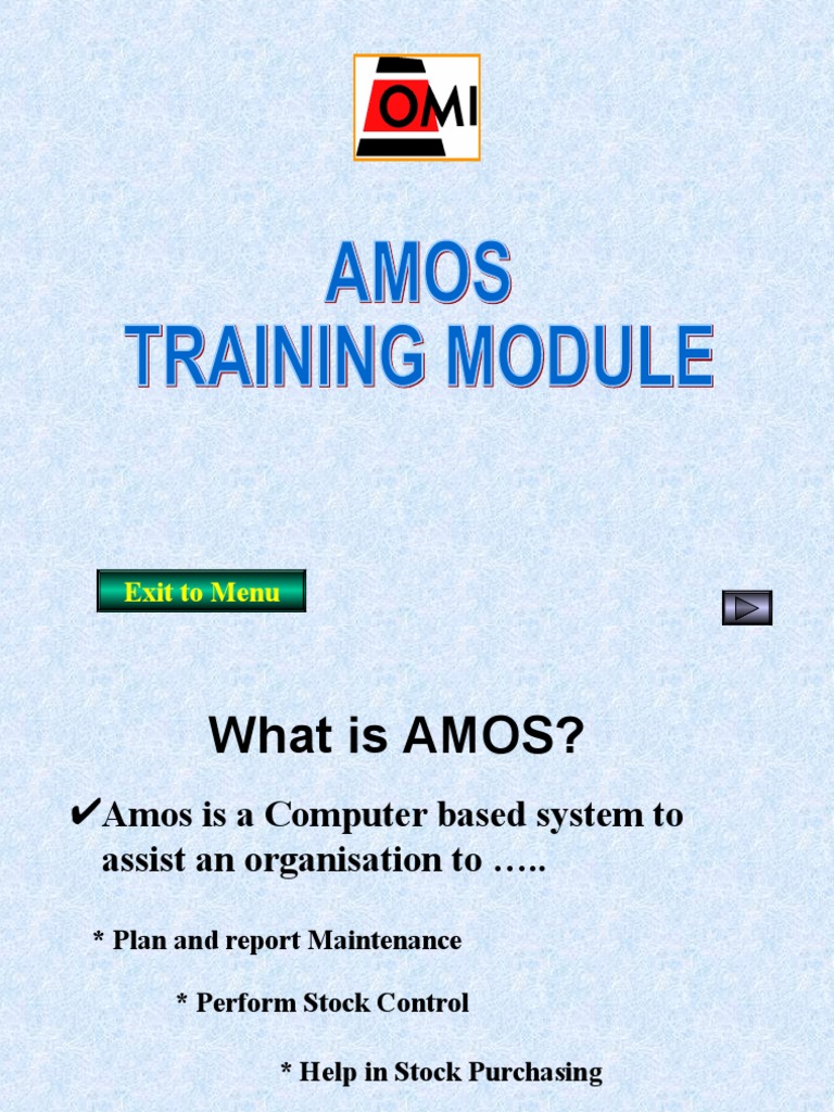 AMOS System Training Overview | PDF | Filename | Menu (Computing)