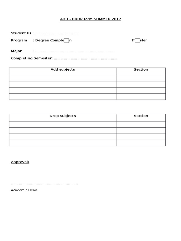 Add Drop Form | PDF