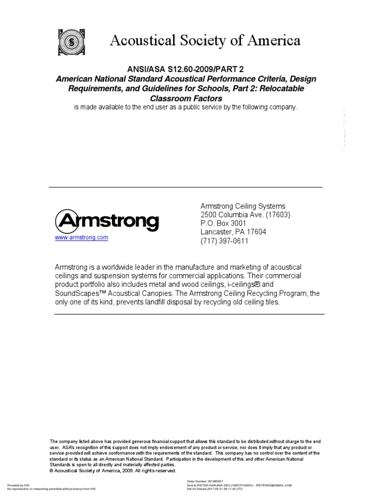 Ansi-Asa s12.60 Part 2 | PDF | Noise | Teaching And Learning