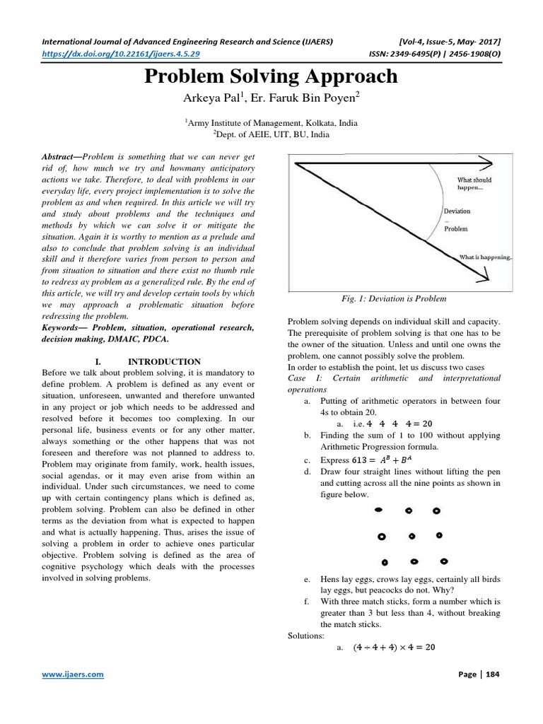 Problem Solving Approach | PDF | Decision Making | Causality