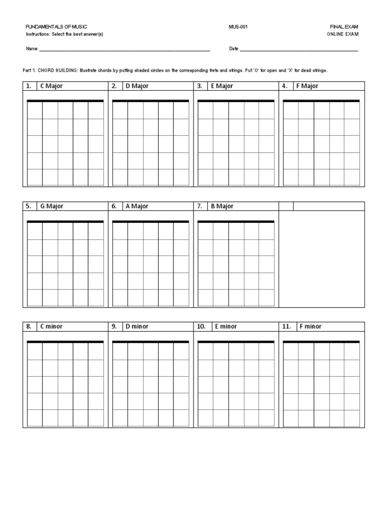 Fundamentals of Music MUS-001 Final Exam | PDF