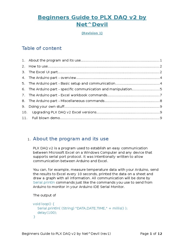 Beginners Guide To PLX DAQ v2 (Rev1) | PDF | Microsoft Excel | Computer Programming