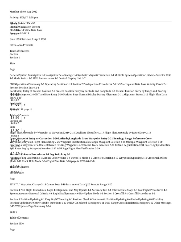 INS Litton 92 Manual | Download Free PDF | Inertial Navigation System ...