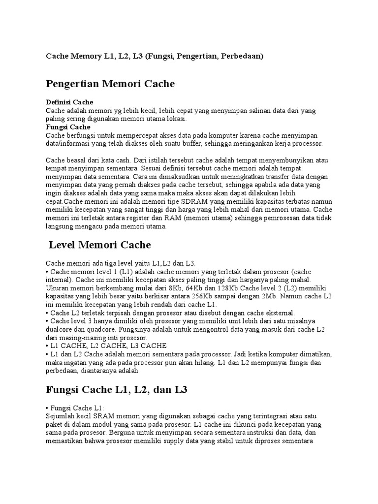 Cache Memory L1, L2, L3 | PDF