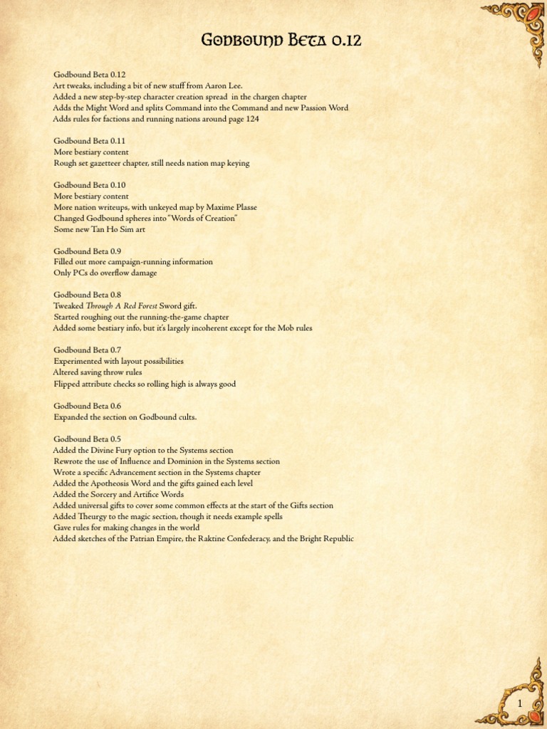 Godbound RPG Beta Character Creation | PDF | Hero | Miracle