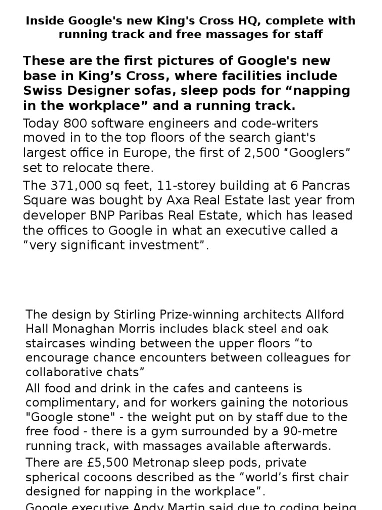 Inside Google's New King's Cross HQ, Complete | PDF