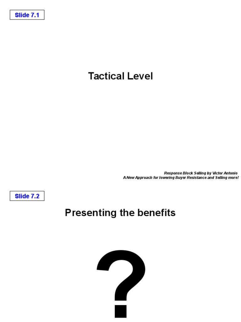 Presentation & Response Block Selling | PDF | Sales | Psychological ...